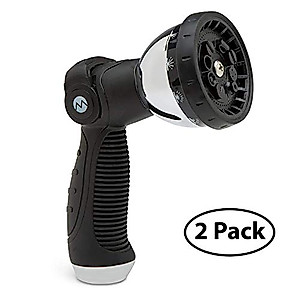 Morvat Water Hose Nozzle Sprayer with 10 Spray Patterns - 2-PACK - Slip Resistant Thumb Controlled Comfort Grip with On/Off Lock, High Pressure Garden Nozzle for Garden Hose - Plants, Lawn, Pets, Cars