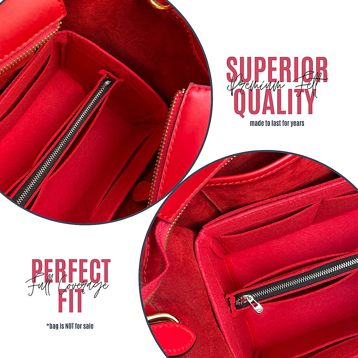 Mini Luggage Bag Organizer Insert Nano Luggage Tote Insert Customizable Premium Felt Handmade Liner protector (Luggage Nano, Black)