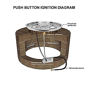 Stanbroil 25 inch Round Drop-in Fire Pit Pan with Spark Ignition Kit Natural Gas Version