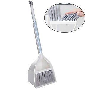 Gadpiparty Mini Broom and Dustpan Set, Small Broom with Dustpan Broomstick, and Pan Comb Sweeping Little Housekeeping Helper for Kids Home Kitchen Housework Cleaning Craft (White)