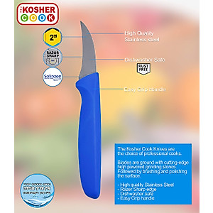 Paring Knife 3-Piece Set - 2 inches - Sharp Kitchen Knife - Ergonomic Handle, Pointed Tip - Color Coded Kitchen Tools by The Kosher Cook