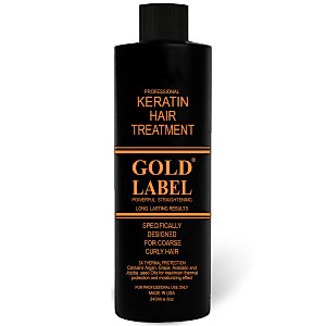 Gold Keratin Treatment Blowout Brazilian Hair Super Enhanced Winning Formula All Types & Colors Incl Blondes, Bleached, Coarse, Curly, Black African, Dominican (8oz)