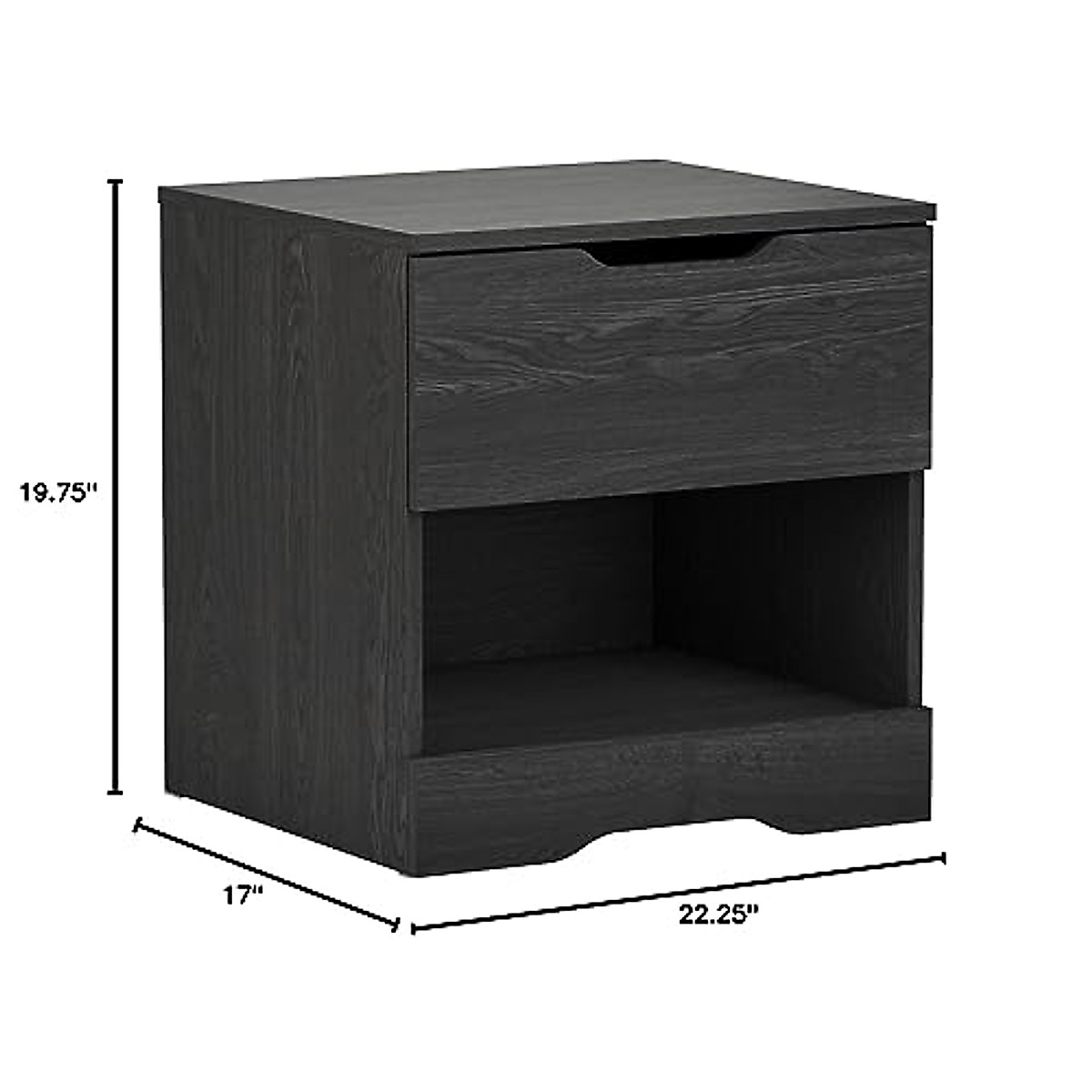 South Shore Trinity 1-Drawer Nightstand, Gray Oak with Cut-Out Handles