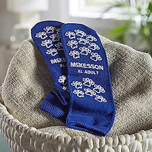 McKesson Terries Slipper Socks, Non-Slip Grip Socks, Royal Blue, Adult Shoe 7 1/2 to 10, 1 Pair