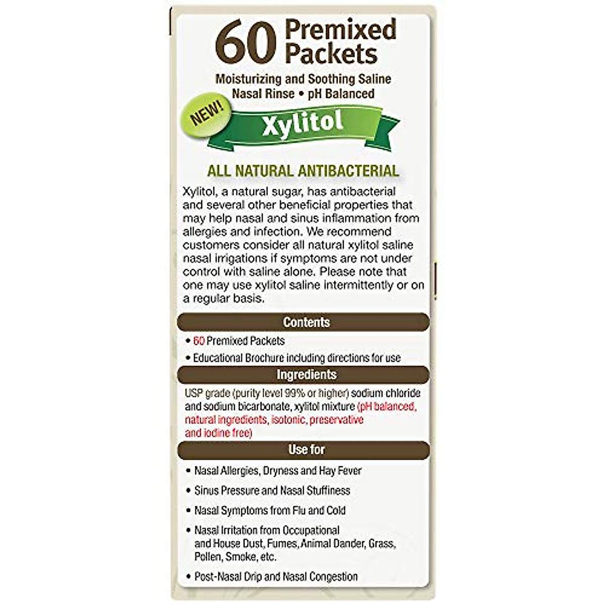 NeilMed Sinus Rinse Premixed Refill Packets with Xylitol, 60ct.