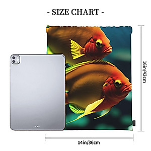 Fish In The Ocean Drawstring Backpack For Men And Women'S Sports And Fitness Bag, Large Size, Zippered Pocket, Lightweight, Foldable And Portable For Travel