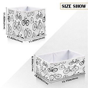 Kigai Storage Basket Cubes 11 In ,Bicycle Bike Print Foldable Fabric Bins Shelves Toy Storage Box Closet Organizers for Nursery,Utility Room, Storage Room179