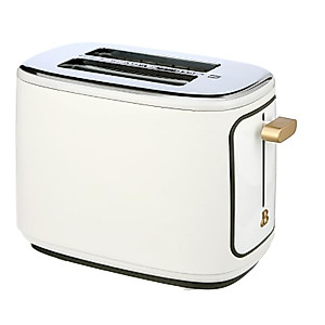 Drew Barrymore White Icing 2-Slice Toaster with Touch-Activated Display