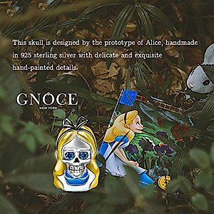 GNOCE Yellow Hair Skull Charms Sterling Silver Charm Bead Fit Bracelet/Necklace Jewelry Gift for Women