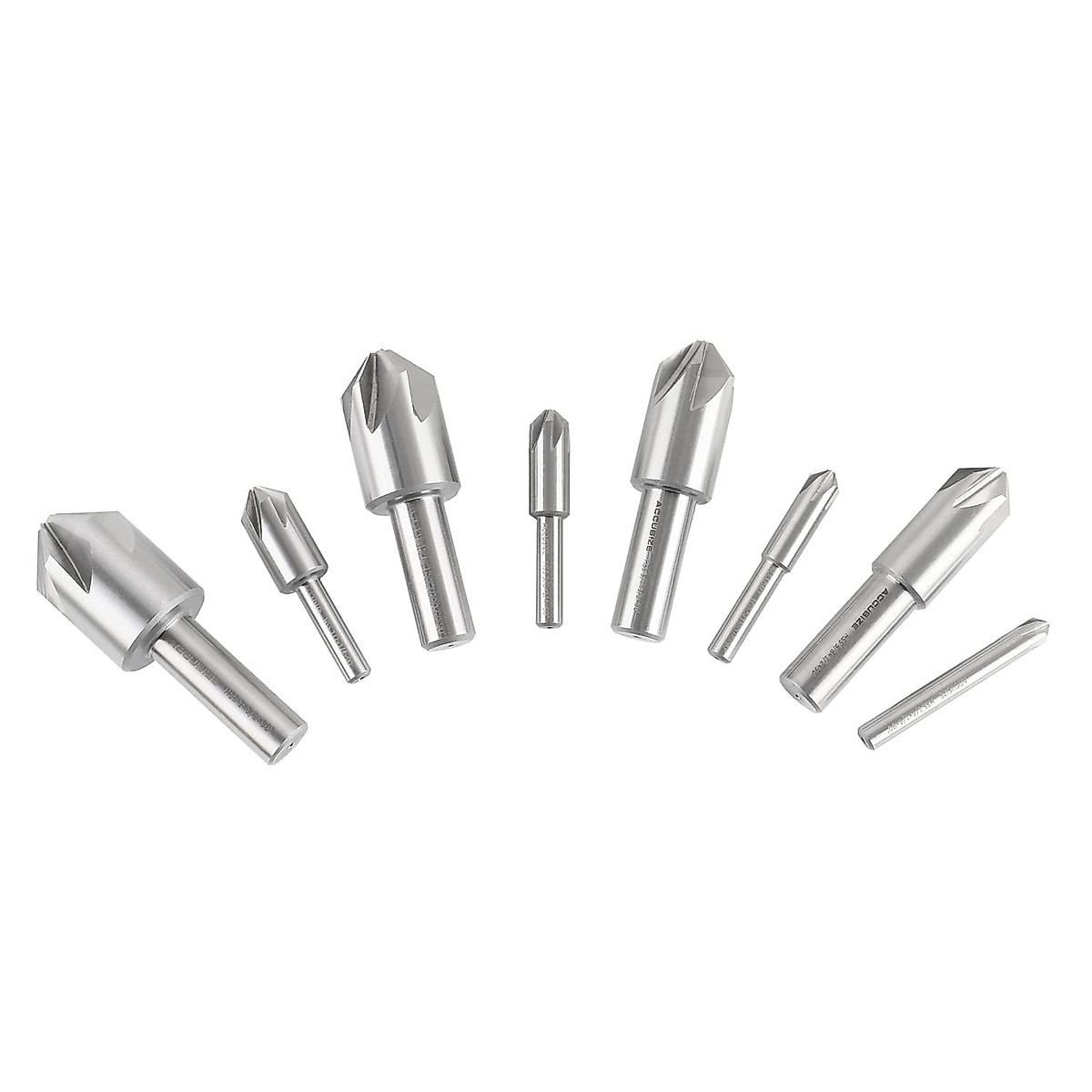 Accusize Industrial Tools 90 Degree 6 Flute H.S.S. Machine Countersink, 8 Pcs, 0206-2016