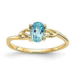 IceCarats 10K Yellow Gold Swiss Blue Topaz Ring Gemstone Band December Birthstone Jewelry Size 7.00