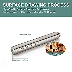 Heyalan Brass 2 in1 Function Handheld Spray Brushed Nickel Hand Shower High Pressure 7.9 Inch Shower Head High Flow Handheld Sprinklert Shower Wand with Shower Hose and Hand Shower Holder