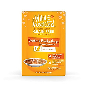 WholeHearted Grain Free Chicken & Pumpkin Recipe Flaked in Broth Wet Cat Food, 2.8 oz., Case of 12