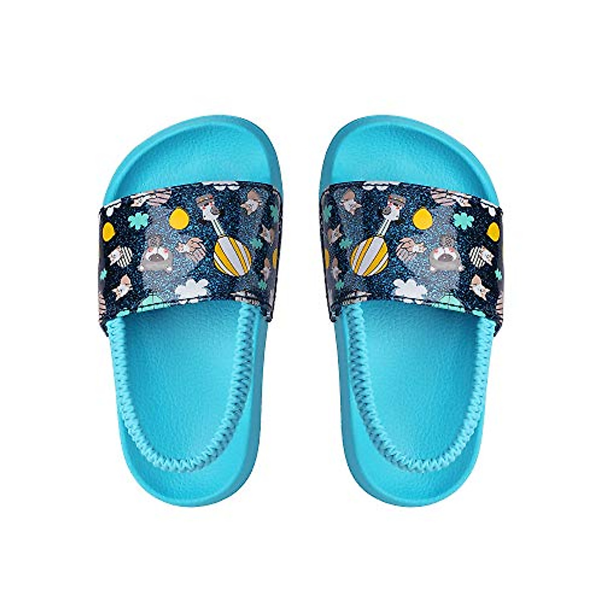 DREAM PAIRS Toddler Boys Girls Slip on Slide Sandals Kids Outdoor Summer Beach Water Shoes Slippers KAS211,Blue,Size 9-10 Toddler