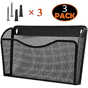 COSYAWN 3 Pack Mesh Wall Mounted File Holder Hanging Wall File Organizers for Home and Office