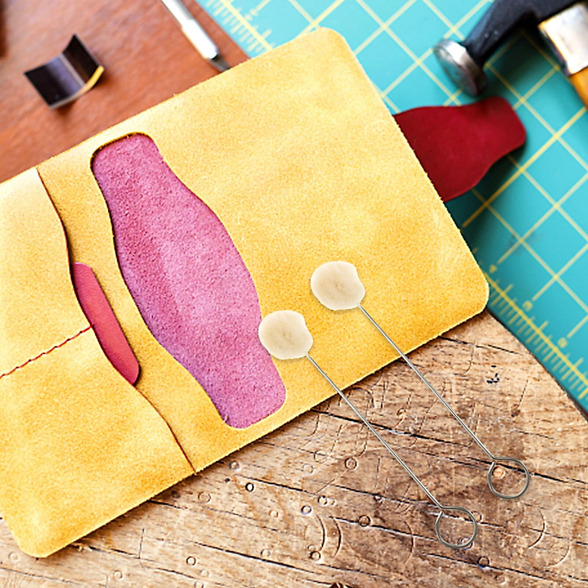 MAGICLULU 10pcs Wool Daubers Ball Brush Leather Dye Leather Tool Leather Crafting Tools for Leather Dyes for DIY Crafts Projects