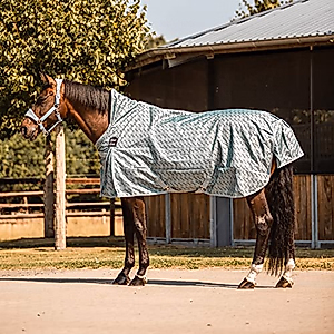 HORZE Avalanche 1200D Ripstop High Neck Heavy Weight Waterproof Horse Turnout Blanket (300g Fill) - Silver Blue - 78 in