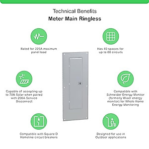 Square D - HOM4080M200PC 200 Amp 40-Space 80-Circuit Indoor Main Breaker Load Center, Gray