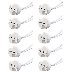 10 Pack Bioluz LED MR16 Socket, GU5.3 Socket, LED Halogen Lamp Ceramic Wire Connector Base Socket Adapter MR16 MR11 G4 GU5.3 Socket (Pack of 10)