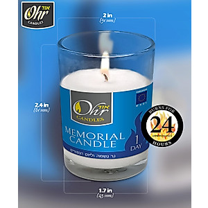 Ohr Candles Yahrzeit Memorial Candles - 1 Day Yahrzeit Candle - Yartzeit Candles 24 Hour Yom Kippur Jewish Candles in Glass Tumbler - 12 Pack