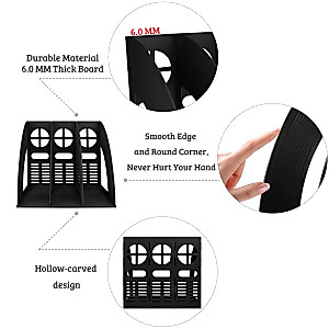 SAYEEC Magazine Holder Sturdy Binder Holder Desk File Sorter Plastic File Folder Organizer Stand Book Shelf Dividers Vertical Storage Rack Desktop Bookshelf Display Box for Office School Home (Black)