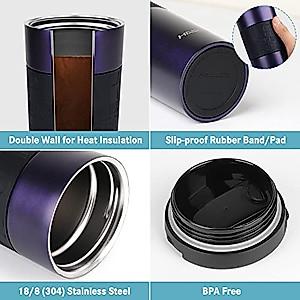 HASAGEI Travel Mugs for Hot Drinks, Insulated Coffee Mug with Leakproof Lid BPA-Free Coffee Travel Mug, Vacuum Insulation Stainless Steel Cup for Hot and Cold Coffee and Tea (Nevy Blue, 550ml/19oz)