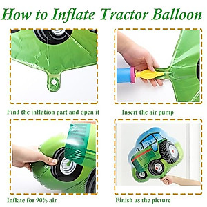 Tractor Balloons 2nd Birthday Party Decorations, Green Tractor with Farm Cow Animals Balloon Western Cowboy 2nd FarmTractor Theme Birthday Party Decorations