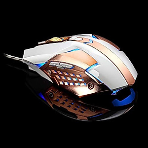 HUFAN T03 USB 3200DPI Four-Speed Adjustable Custom Macro Light Wired Optical E-Sport Gaming Mouse, Length: 1.5m(Black) (Color : White)