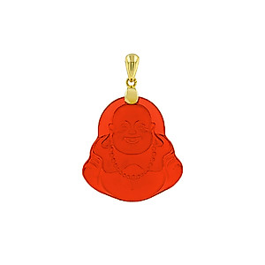 Happy Laughing Buddha Red Jade Pendant Necklace Figaro Gold Chain Genuine Certified Grade A Jadeite Jade Hand Crafted, Jade Necklace, 14k Gold Filled Laughing Jade Buddha necklace, Jade Medallion Red