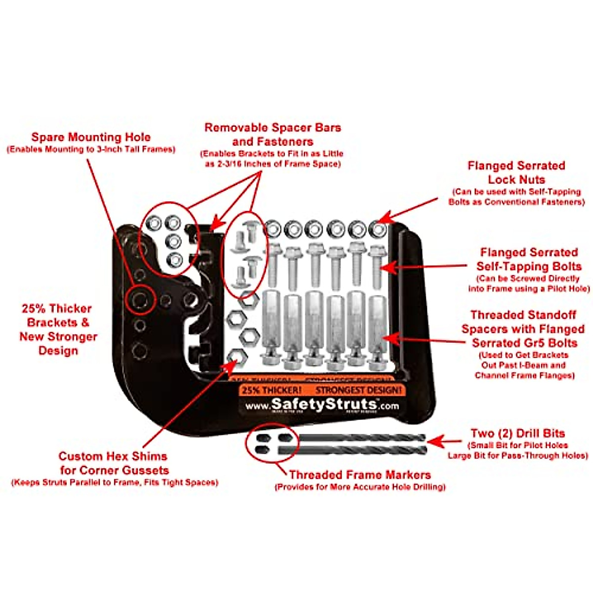 SafetyStruts Heavy Duty RV Bumper Brackets (1SNUHD, Univ-Heavy Duty)