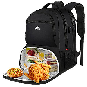 MATEIN Lunch Backpack for Men, 17 Inch Insulated Cooler Backpack Lunch Box Backpack with USB Charging Port, Water Resistant Computer School Bookbag College Laptop Backpack Gifts for Travel Picnic Work