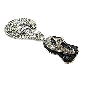 Iced Scream Face Pendant 5mm/18,20",24",30" Stainless Steel Cuban Chain Fashion Necklace SRC9 (20")