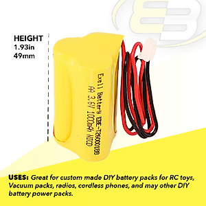 Exell 3.6V 1000mAh NiCD Emergency Light Battery Replaces LEDR-1 AA900MAH, Exitronix 10010037, Max Power B2-0031, MH468886, JYH 100715, Teig T26000188 Lowes 253799, OSA230, Unitech 6200RP