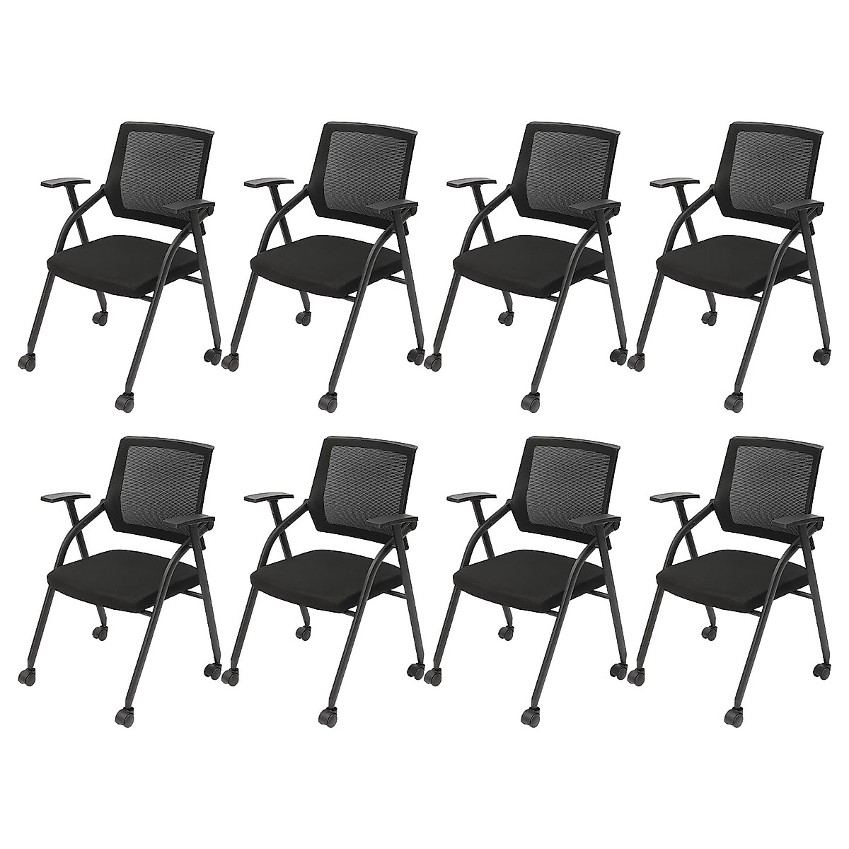 DUTTIETY Conference Room Chairs Stackable Foldable with Armrest and Mesh Bouncing Cushion for Office Meetings Conference Chair 8/6 pcs (8)