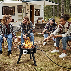 Stanbroil Portable Propane Gas Fire Pit with 8.8 Lbs Lava Rocks, 22-Inch 50000 BTU Outdoor Smokeless Gas Firebowl, Auto Ignition, Height Adjustable - Black