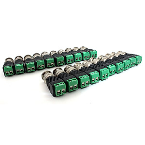 ZRAMO 20 Pcs Q9 Screw Terminal Camera Video BNC Male Balun Adapter Connector for Coax CAT5 CCTV Security Camera