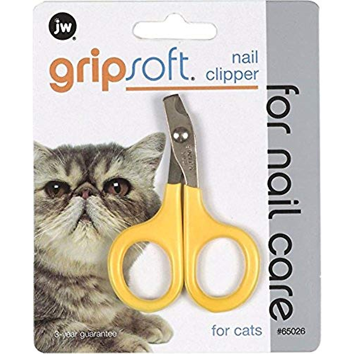 JW Pet Company GripSoft Cat Nail Clippers Non-Slip Handle One Size Fits All,Multi,65026