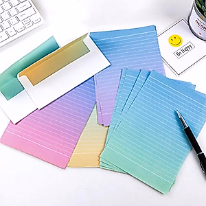 QLOUNI 72 Pack Colorful Stationery Paper, Stationery Paper and Envelopes Set - (48 Stationery Paper + 24 Envelopes) Letter Set for Writing Poems Lyrics Wedding Invitations