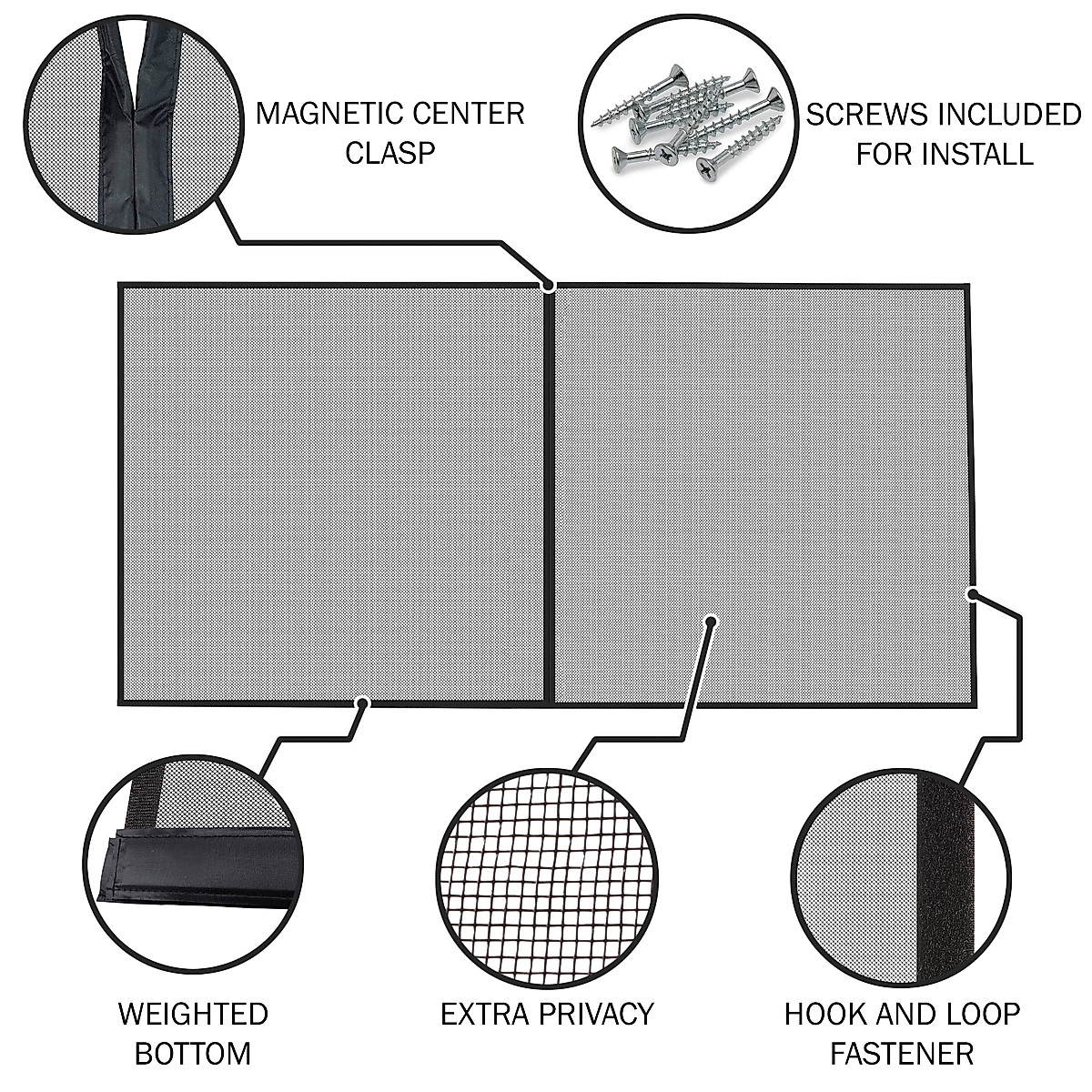 Pure Garden 998613PCR Magnetic Door Screen for Two Car Heavy Duty Weighted Garage Enclosure Curtain for Mosquito, Insect and Sun Protection, Black