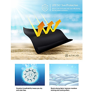 ATHLIO Women's Half-Zip Front Rash Guard, UPF 50+ Side Adjustable Long Sleeve Swim Shirts, UV/Sun Protection Swimsuit Top, Half Zip Rashguard Black, Medium