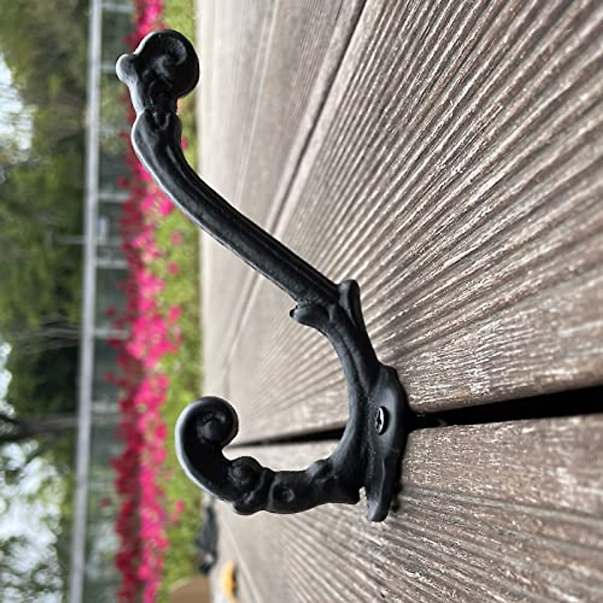 6 Pack Cast Iron Wall Hooks Antique Vintage Rustic Farmhouse Coat Hooks, Great for Coats, Bags, Towels, Hats, Mounting Screws Included