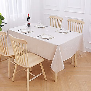 smiry Clear Plastic Table Cloth, 100% Waterproof Vinyl Rectangle Tablecloth Protector, Oil Spill Proof Wipeable Transparent Tablecloths for Dining, Picnic, Camping, Outdoor (60" x 84")