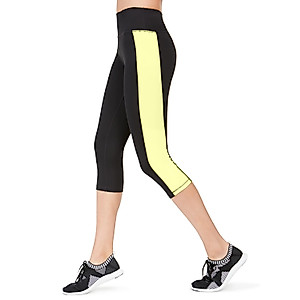 Ideology Colorblocked Cropped Leggings, Small (Noir English Yellow)