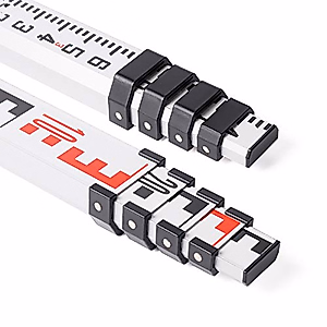 Huepar 16 - Foot Aluminium Grade Rod -8ths 5 Sections Telescopic with Bubble Level - Waterproof Soft Carrying Bag Included GR5