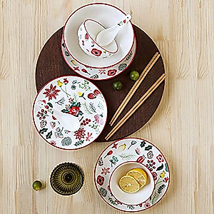 GagalU Fine Dinnerware Set,10 Piece Dinnerware Set, Ceramic Tableware Set, Dinner Plates and Bowls, American Multicolor Pastoral Floral, Service for 2