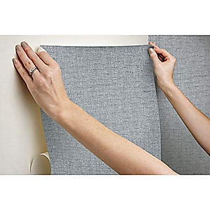 RoomMates RMK11696RL Light Gray Faux Grasscloth Weave Non-Textured Peel and Stick Wallpaper