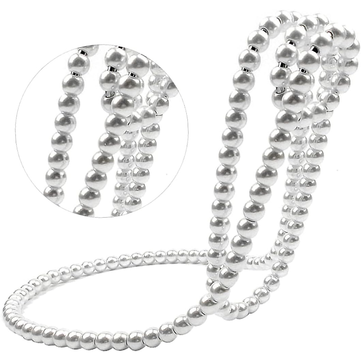 ANDGROPAND (White) Creative Artificial Pearl Necklace Floating Wine Rack Metal Wine Bottle Holder Wine Display Stand for Bars and Home Decoration