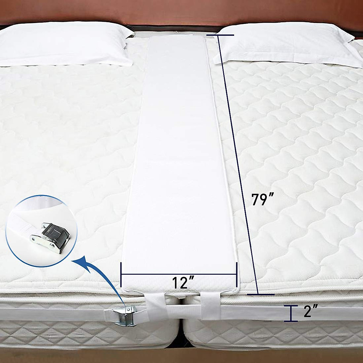 HITOMEN Bed Bridge, Twin to King Bed Converter Kit, Bed Gap Filler with Strap, Mattress Connector