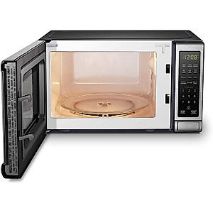 BLACK+DECKER EM720CB7 Digital Microwave Oven with Turntable Push-Button Door, Child Safety Lock, 700W, Stainless Steel, 0.7 Cu.ft