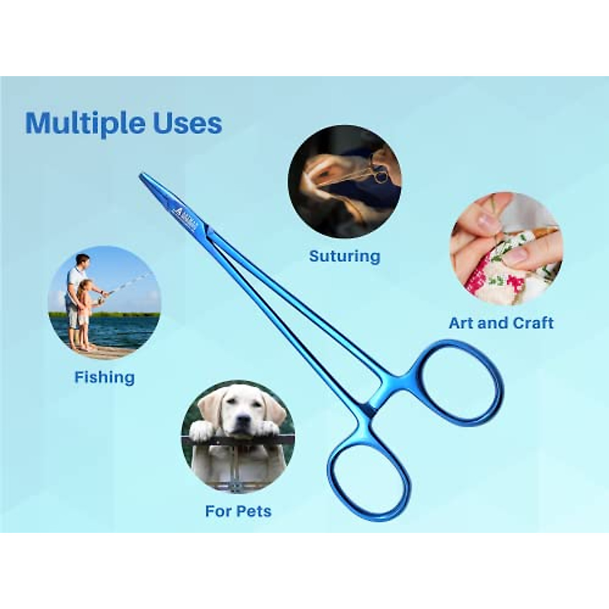 Mayo Hegar Needle Holder 7" Surgical Needle Driver with Tungsten Carbide Blue Plasma Inserts by ARTMAN INSTRUMENTS